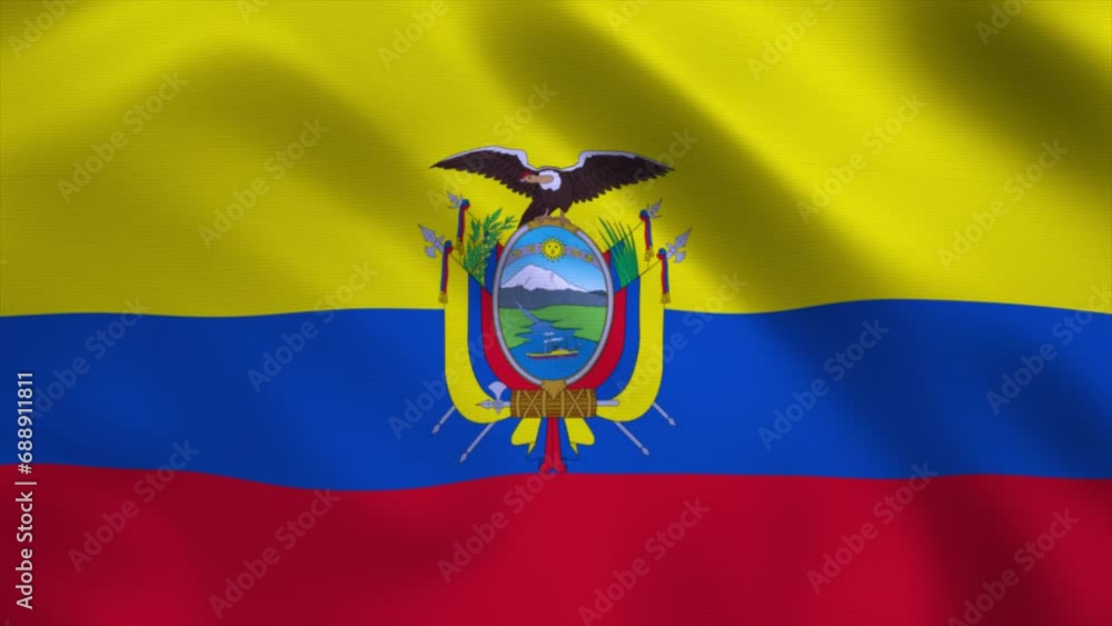 Ecuador Flag Blowing in Wind 4k Realistic 3d flag waving animation ...