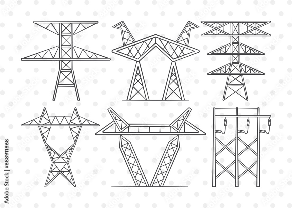 Vetor do Stock: Transmission Tower SVG, Tower Clipart, Power Lines Svg ...