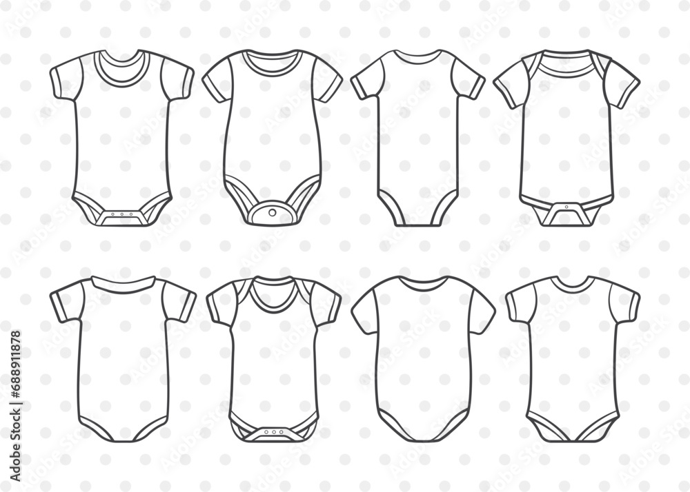 Baby Bodysuit SVG, Romper Suit Clipart, Infant Onesie Svg, Baby Onesie ...