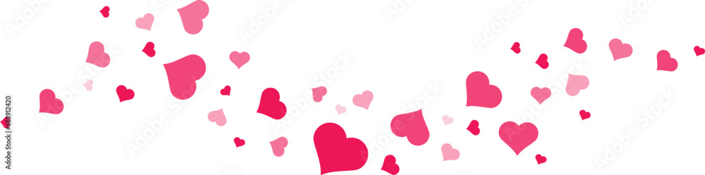 Hearts border in wave shape. Pink hearts border. Heart in the wave ...