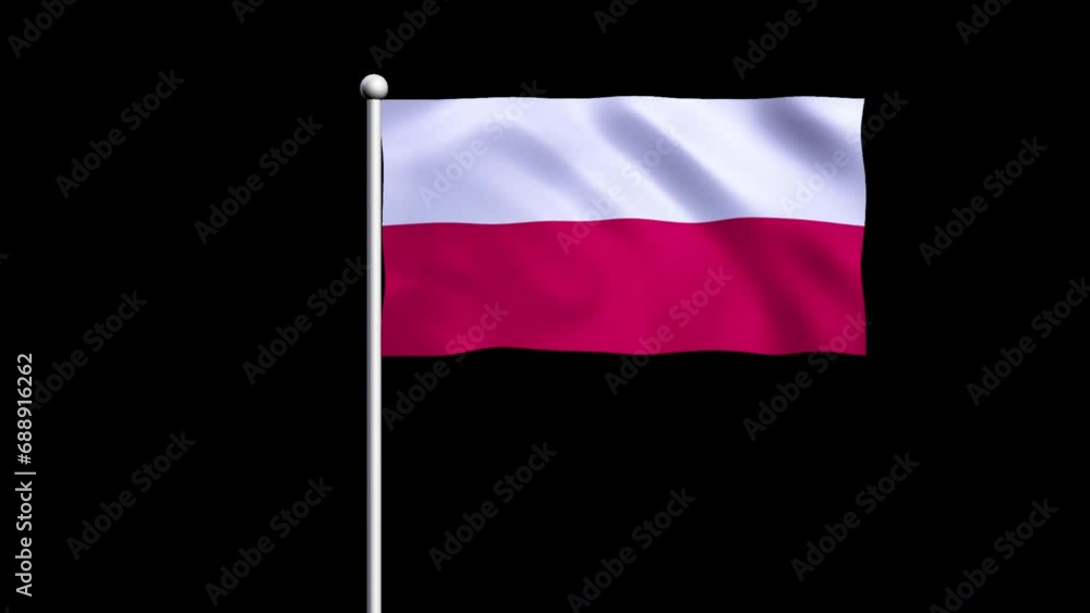 Poland Flag Blowing in Wind 4k Realistic 3d flag waving animation ...