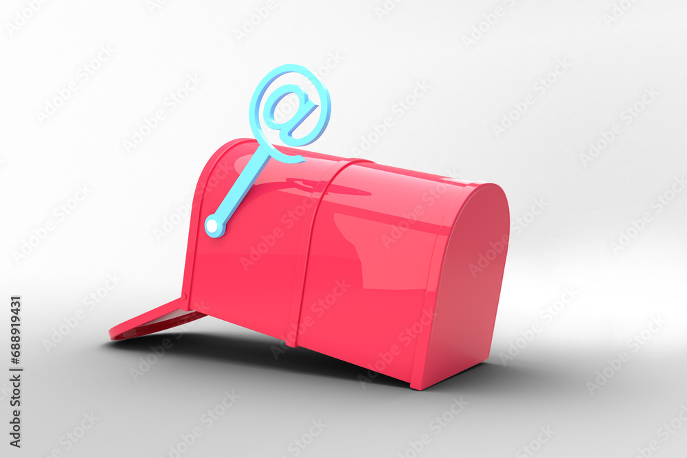 Digital png illustration of pink mail box with blue at sign on ...