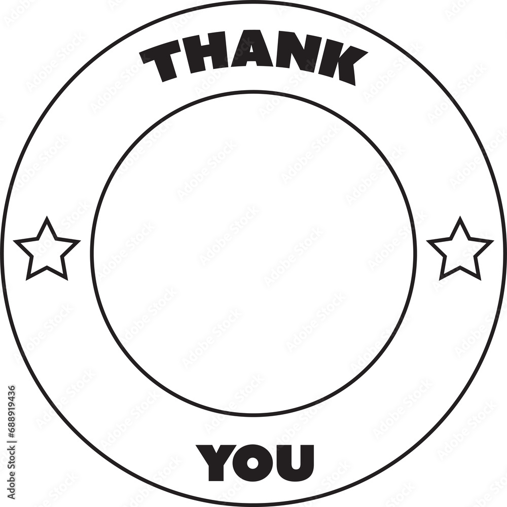 Digital png illustration of circle with thank you text and stars on ...
