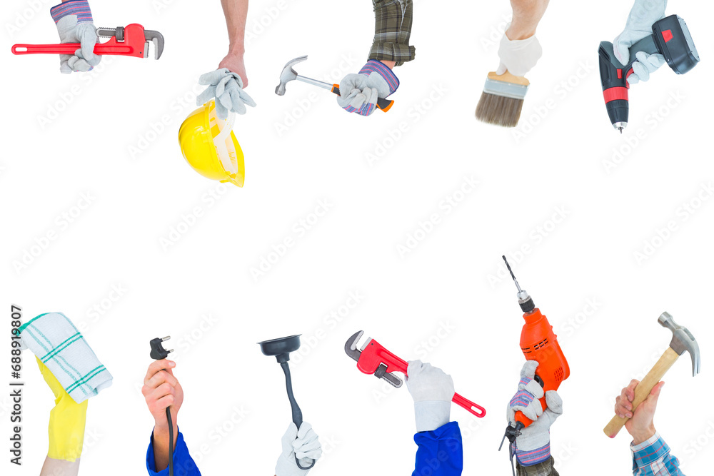 Digital png photo of hands holding work tools on transparent background ...