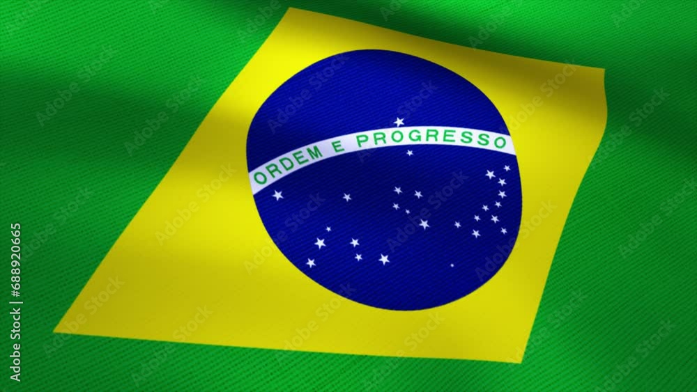 Brazil Flag Blowing in Wind 4k Realistic 3d flag waving animation ...