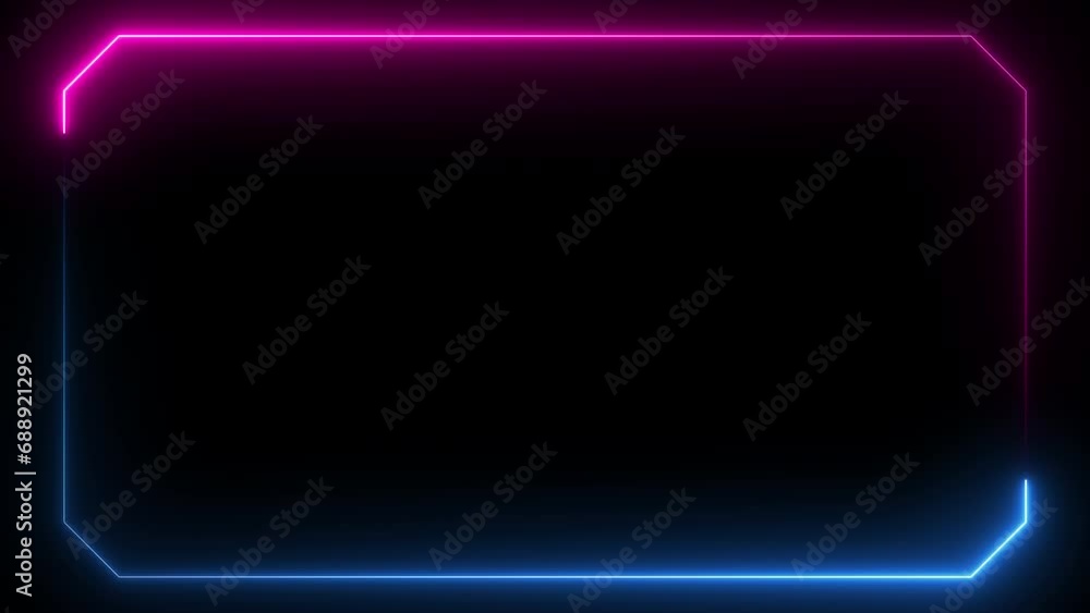 Neon border glowing frame background. Square rectangle neon border ...