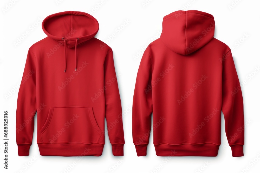 Blank red hoodie in front and back view, mockup, white background Stock ...