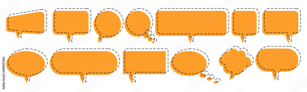 Speech bubbles set on transparent background. Talk or chat message ...