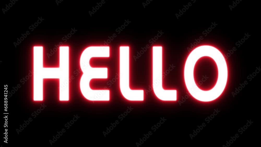 Animated hello with random blur text effect in red neon color and black ...
