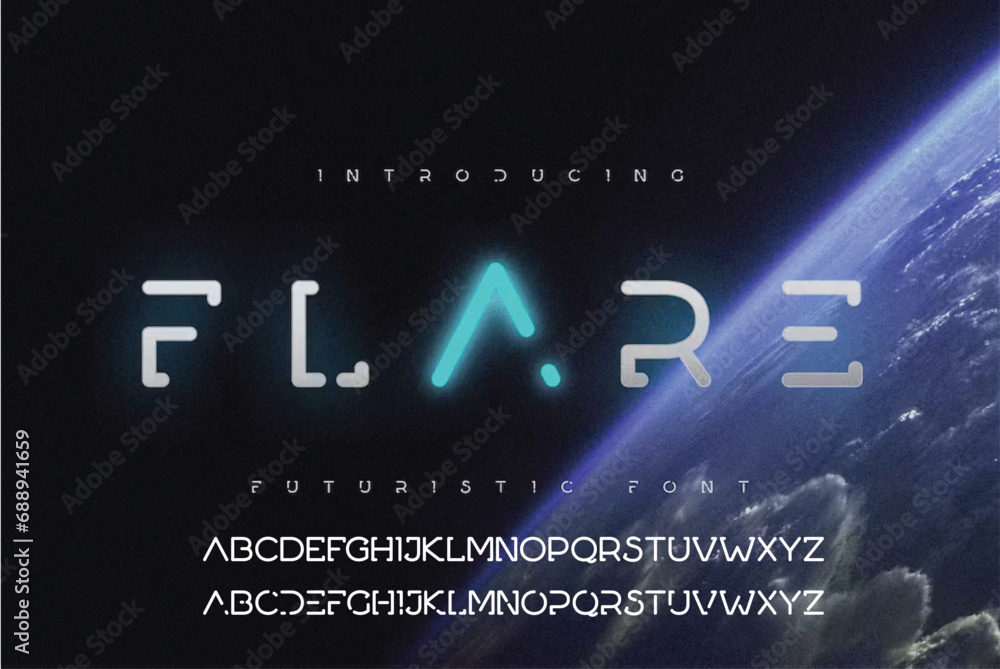 FLARE Abstract sci fi modern alphabet fonts. Science fiction typography ...