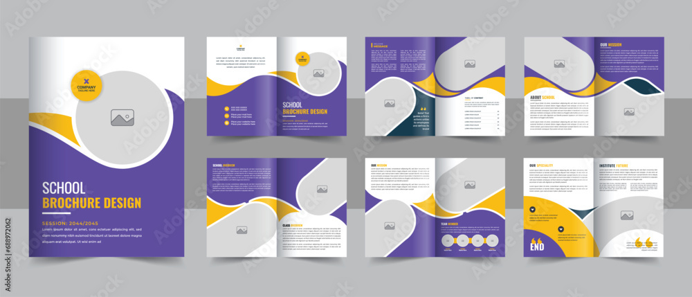 Modern school education brochure design template layout with abstract ...