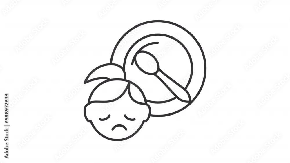 Child hunger line animation. Child and empty plate animated icon ...