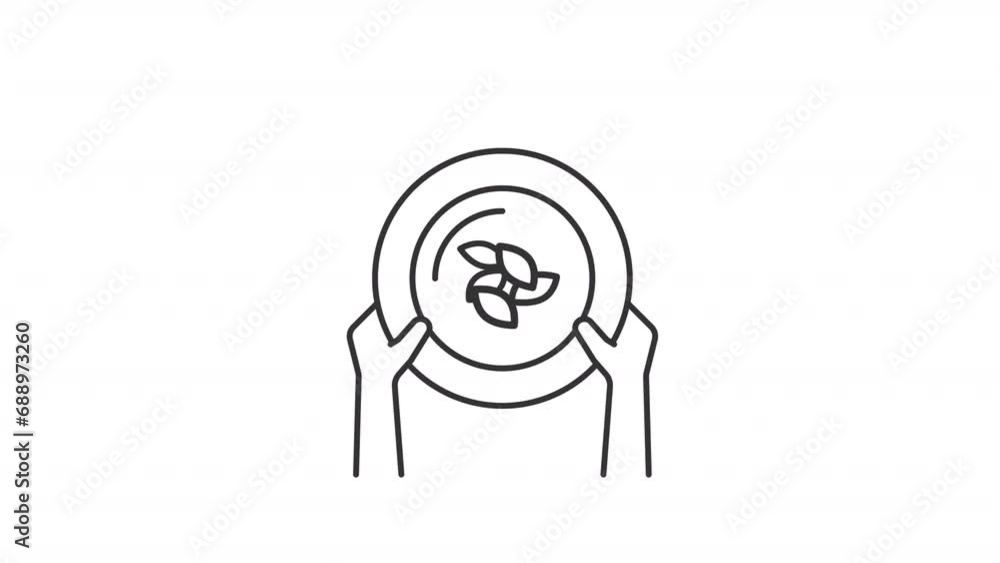 Asking for food line animation. Empty plate animated icon. Food ...