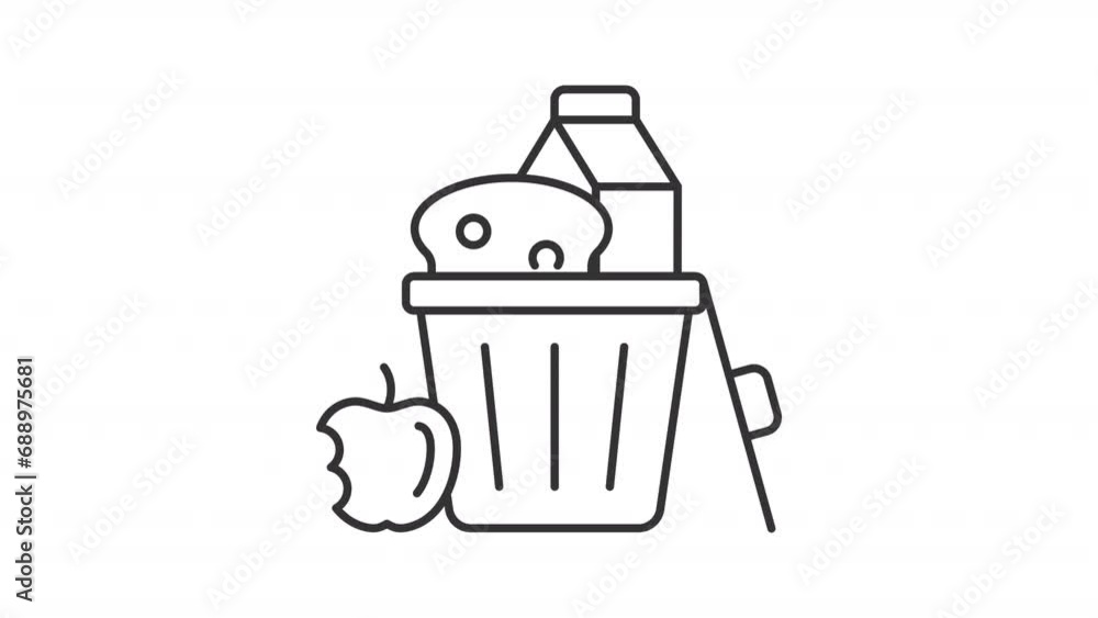 Organic waste line animation. Garbage bin and food animated icon ...