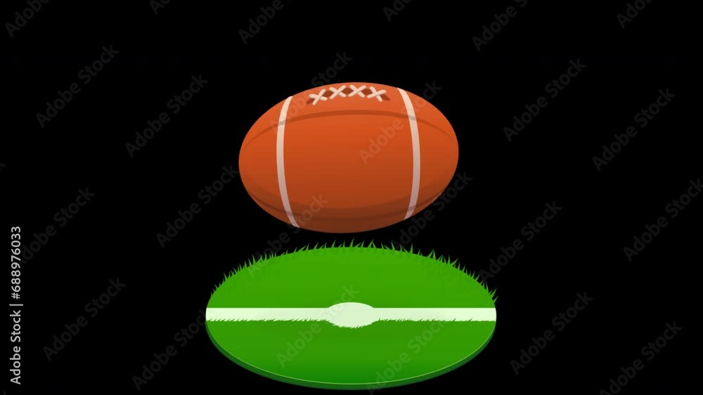 Animation of an oval old leather rugby or American football ball ...