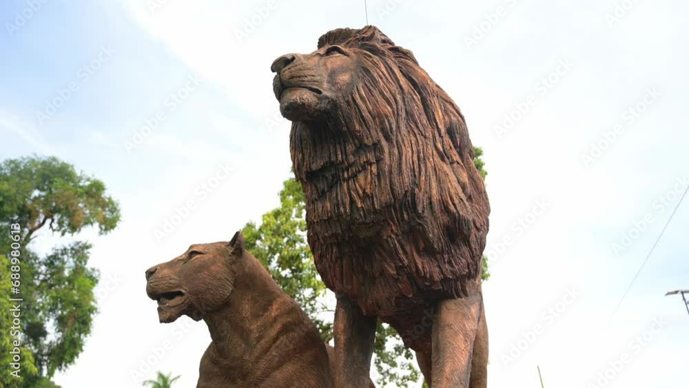 Statue of lion and lioness of Buganda kingdom culture representing ...