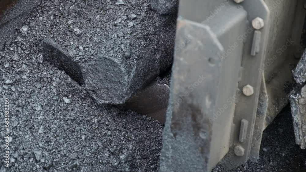 Process of asphalting road construction infrastructure by spreading ...