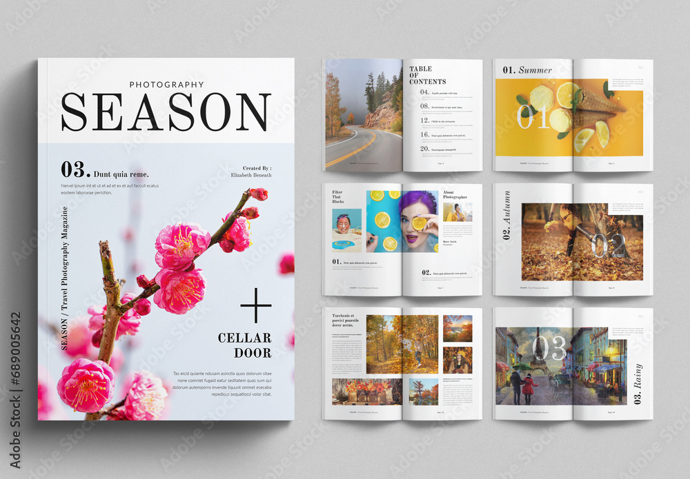 Photography Magazine Template Design Layout Stock Template | Adobe Stock