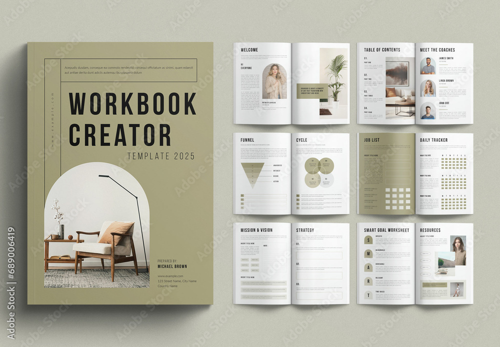 Workbook Creator Template Design Layout Stock Template | Adobe Stock