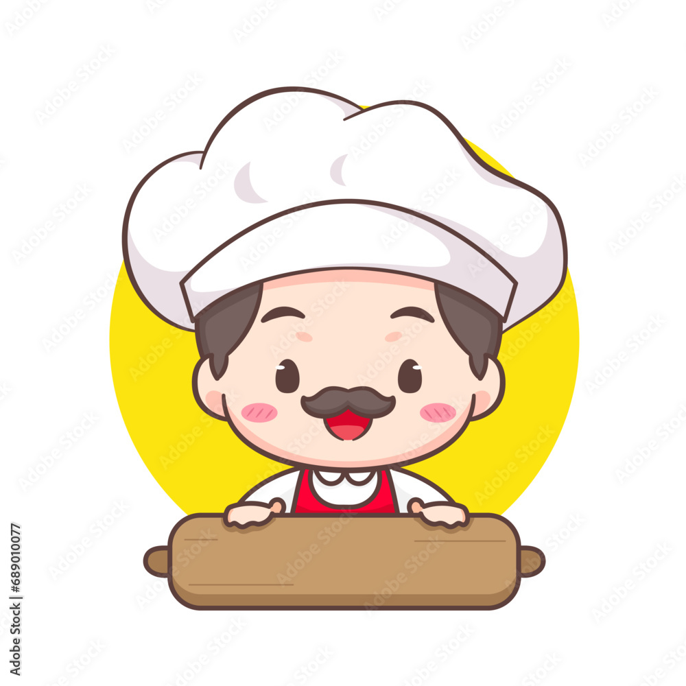 Cute chef logo mascot cartoon character. People professional concept ...