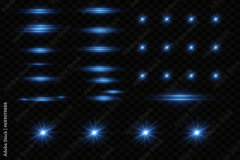 Vetor do Stock: Collection of shining blue stars and flares. Effect of ...