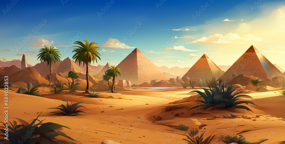 sunset over the sea, sunset in the desert, landscape with sun,ancient ...