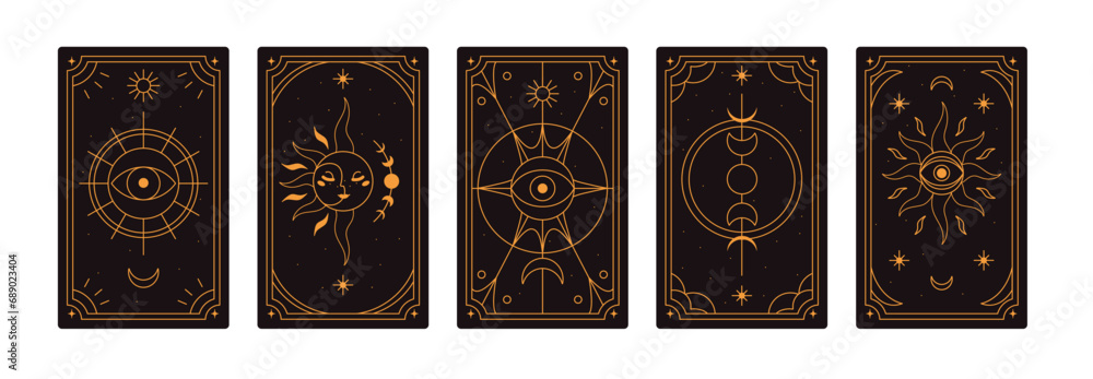 Tarot card backgrounds, back reverse side designs set. Magic esoteric ...