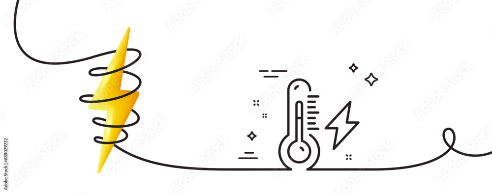 Electricity power line icon. Continuous one line with curl. Lightning ...