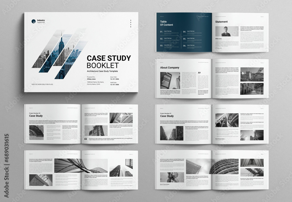 Case Study Booklet Template Design Layout Landscape Stock Template ...
