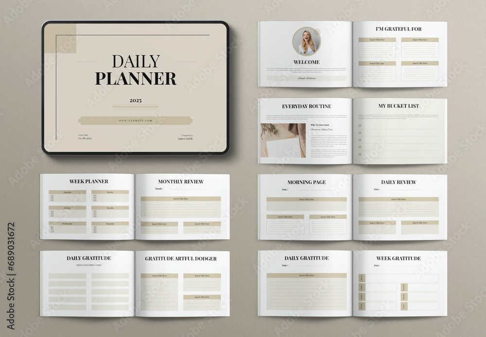 Daily Planner Template Design Layout Landscape Stock Template | Adobe Stock