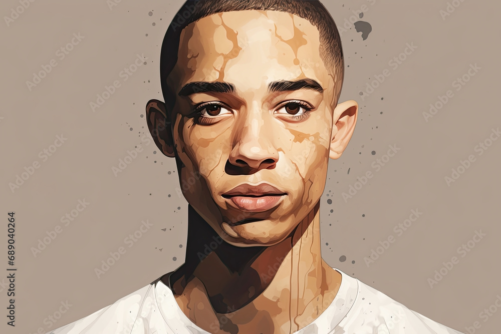 Man with vitiligo (a pigmentation disorder characterized by the loss of ...