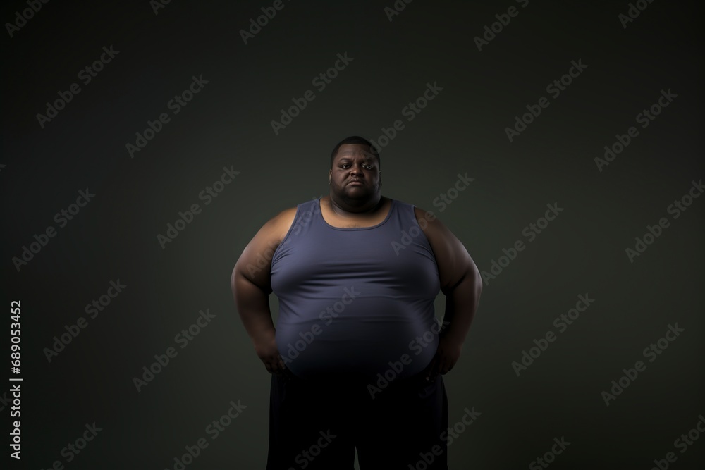 overweight black man posing in front of the camera Stock Photo | Adobe ...