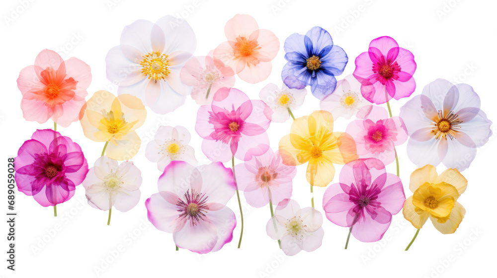 Bright, beautiful, transparent flowers. Set of airy, soft, luxurious ...