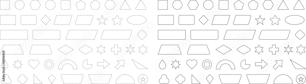 Geometric shapes. Outline geometric shapes. Outline design of border ...