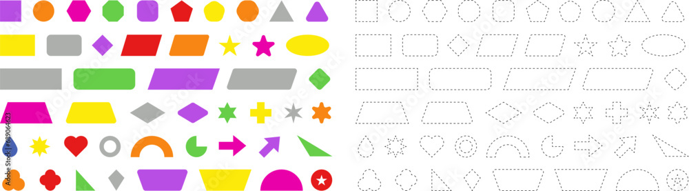 Geometric shapes. Outline geometric shapes. Outline design of border ...