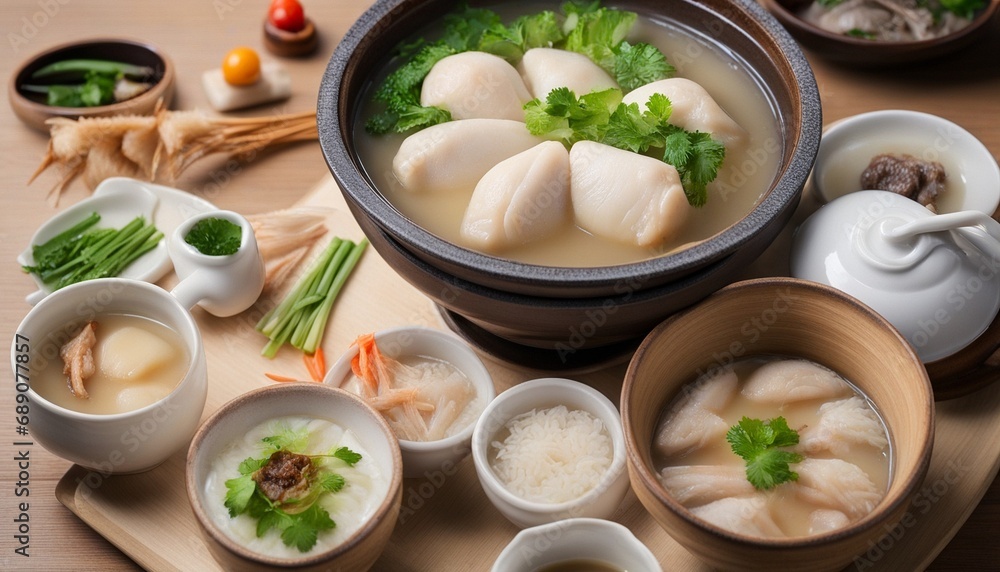 Ginseng chicken soup or Samgyetang, Koreans traditional food chicken ...