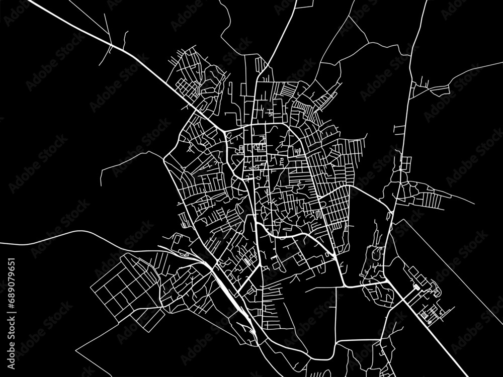 Vector road map of the city of Nakhchivan in Azerbaijan with white ...