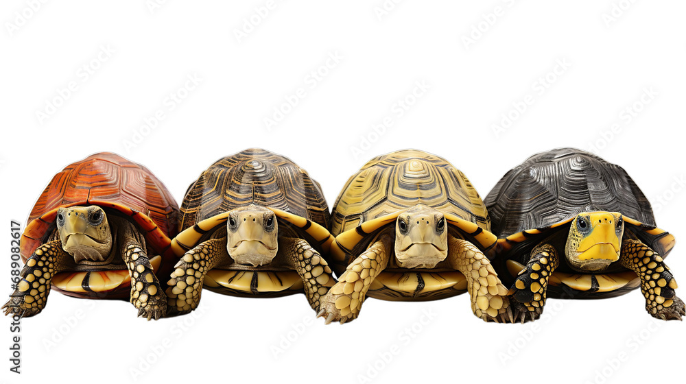 Four Turtles Standing Together on a transparent background PNG Stock ...