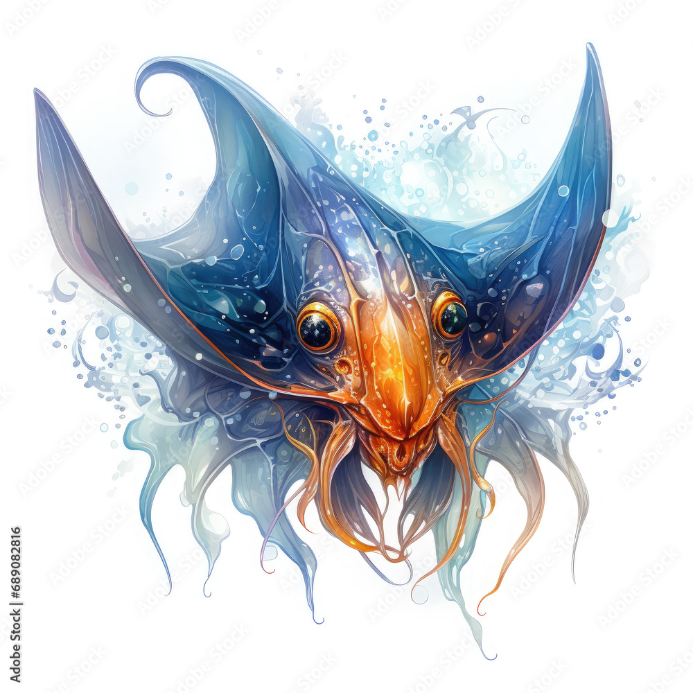 Waterco Vampire Squid Clipart illustration Generative Ai ilustração do ...