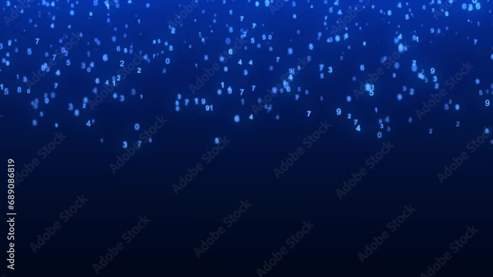 Matrix Technology Background Cyber Security With Binary Code Rapidly Falling Randomly Blue