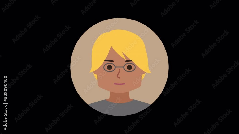 Set of motion icons, appearing five men wearing glasses. 4K transparent ...