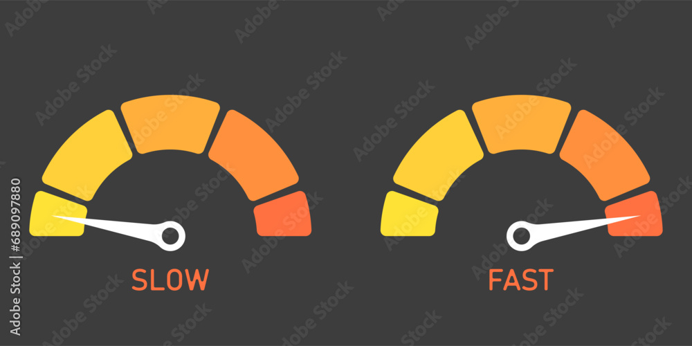 Speedometer scale vector set. Risk meter icons set. Business ...
