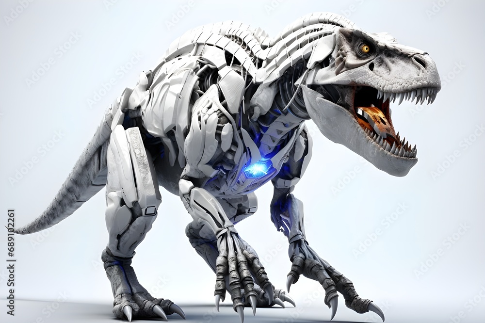 Set of photos of tyrannosaurus, various styles, mechanical robots ...