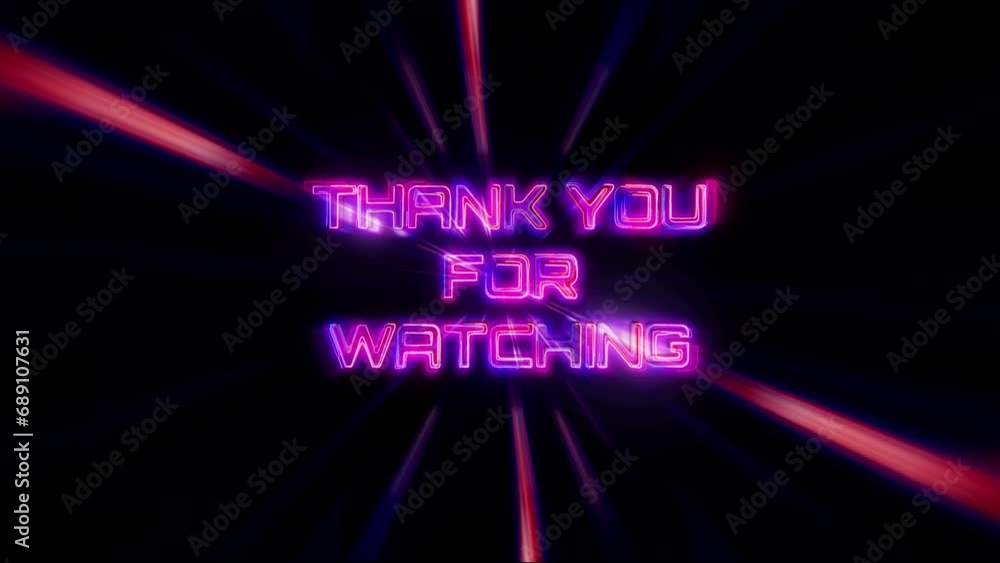 Thank you for watching pink neon 3D text abstract word futuristic ...