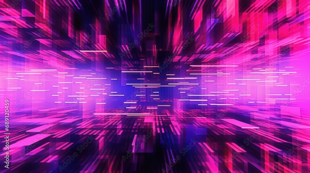 Abstract background with interlaced digital glitch and distortion ...