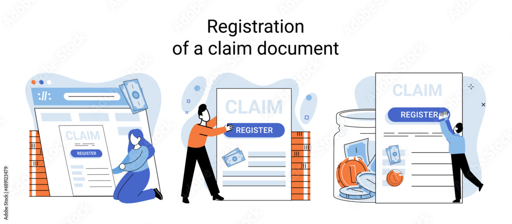 Claim vector illustration. Complete claim form for insurance, turning ...