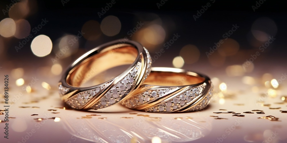 Elegant Wedding Rings on a Sparkling Background. Generative ai Stock ...