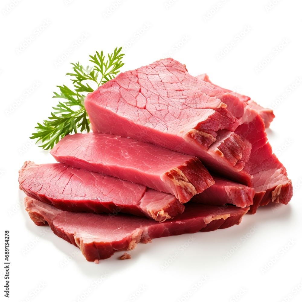 Professional food photography of Corned beef, isolated on white ...