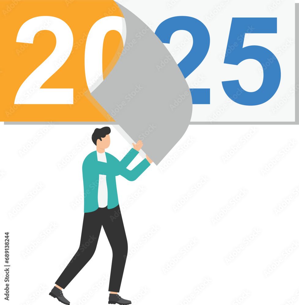 Goodbye 2024. A businessman tears off a calendar sheet of the outgoing ...