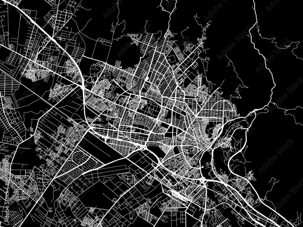 Vector road map of the city of Karaj in Iran with white roads on a ...